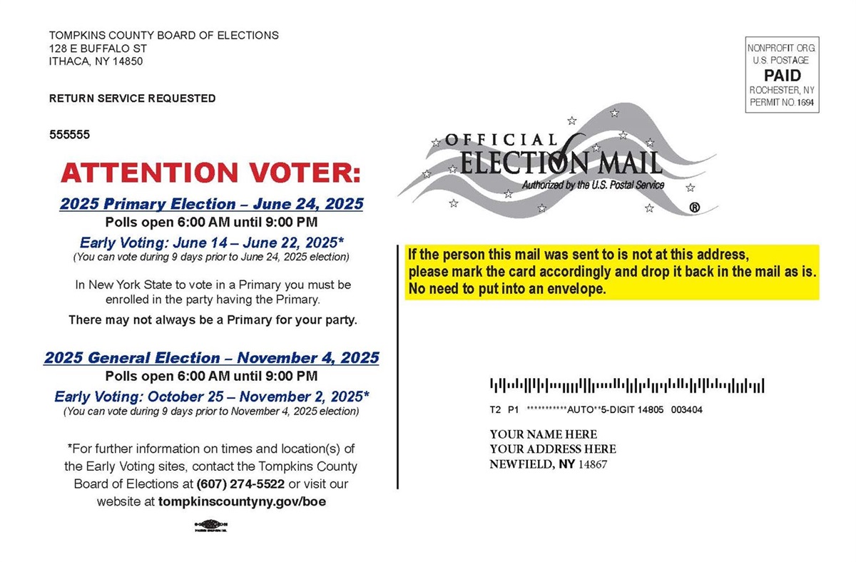 Primary and General Election Mailing | Tompkins County
